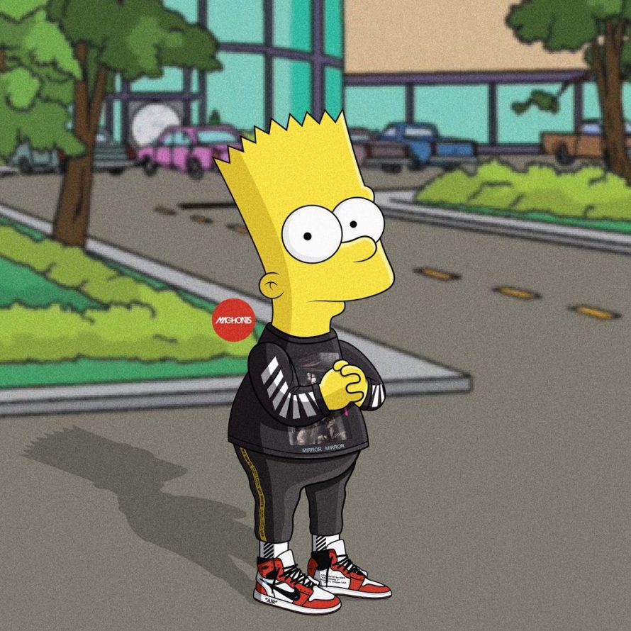 Simpsons Off White Wallpaper - Bart Simpson Wearing Jordans- WallpaperUse