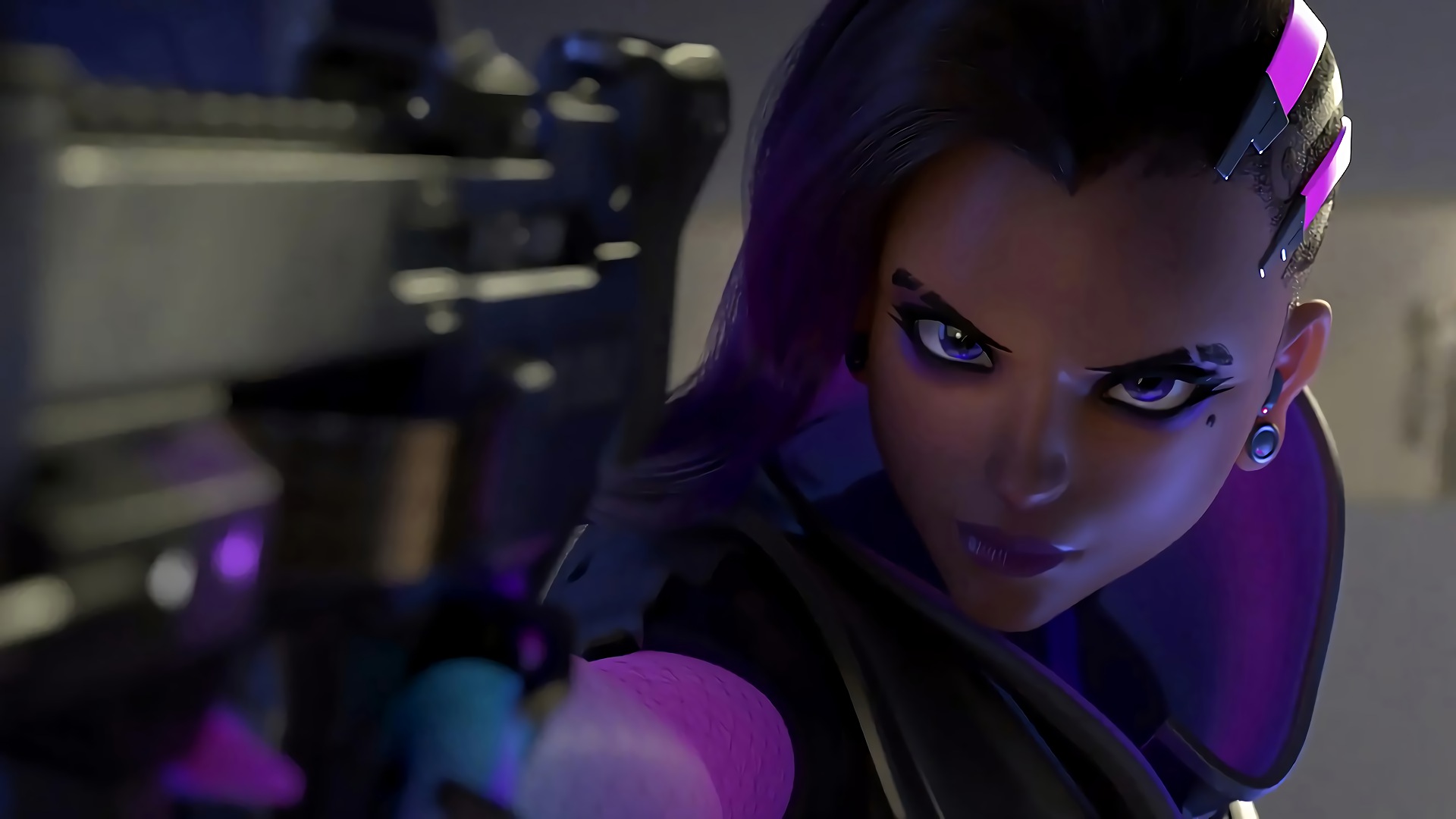 sombra wallpaper,violet,purple,black hair,fictional character ...