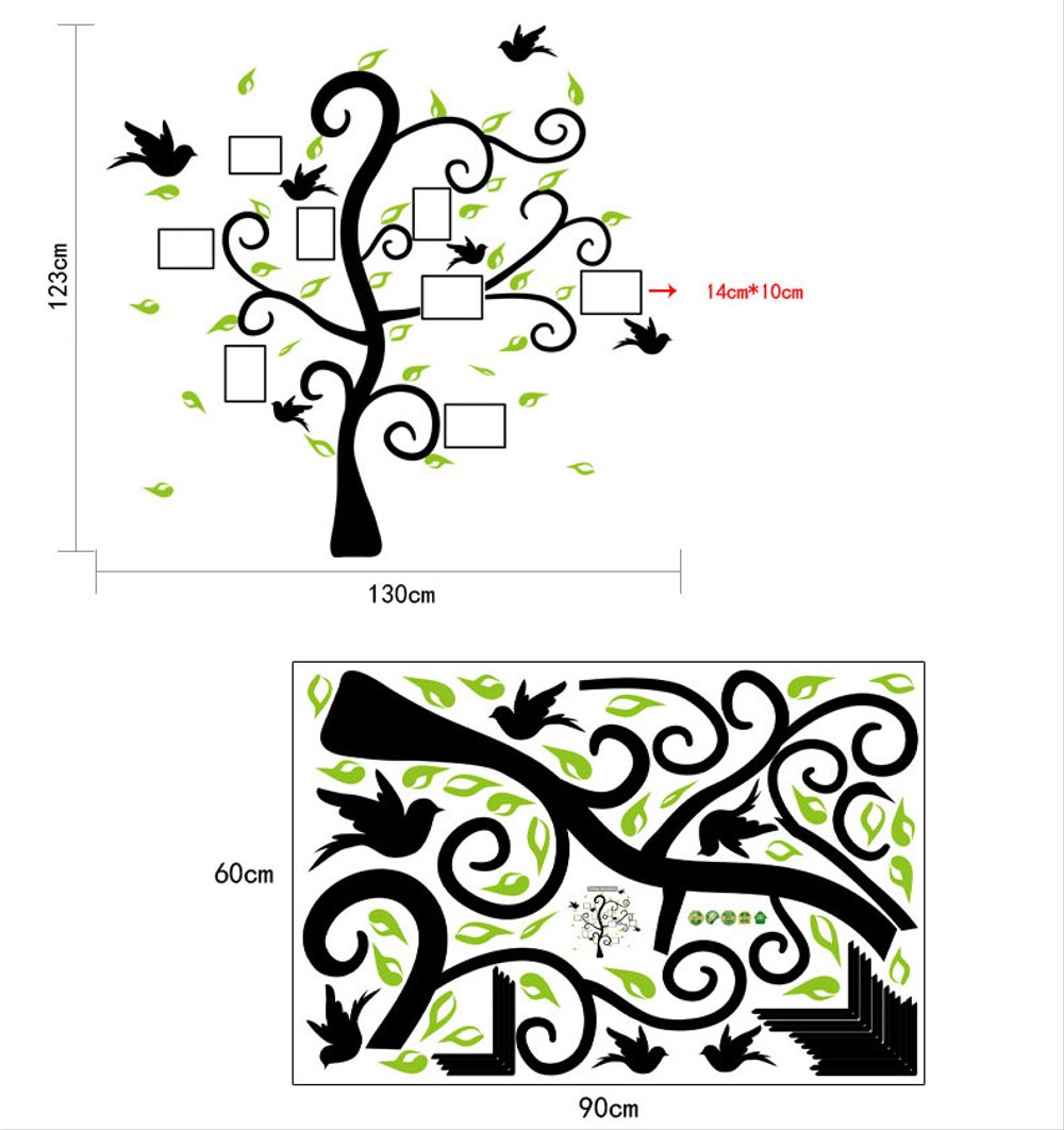 Wallsticker Transparan Motif Pohon Frame Daun Hijau - Black Tree Wall ...