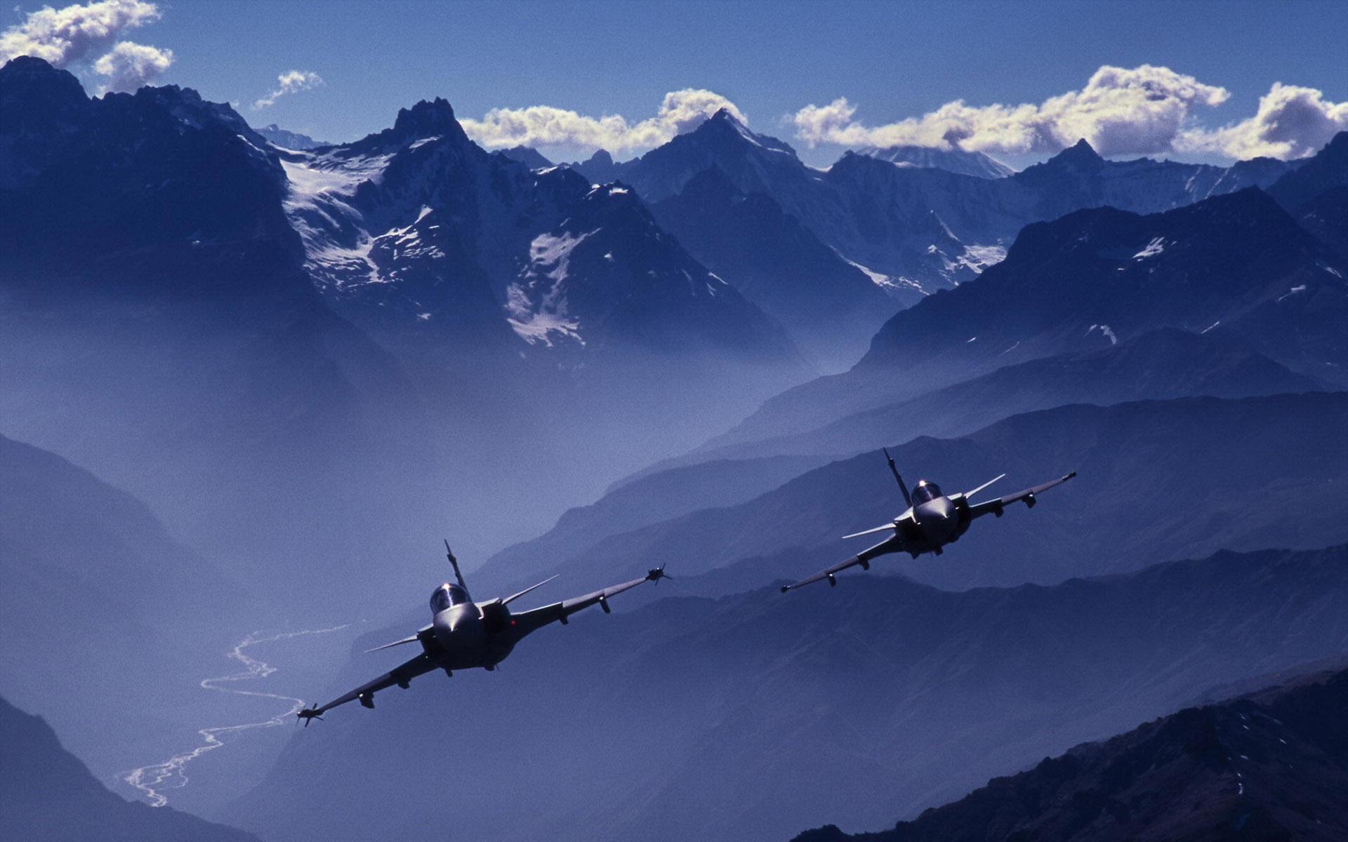 Airplane Wallpaper - Fighter Jet Over Mountains- WallpaperUse