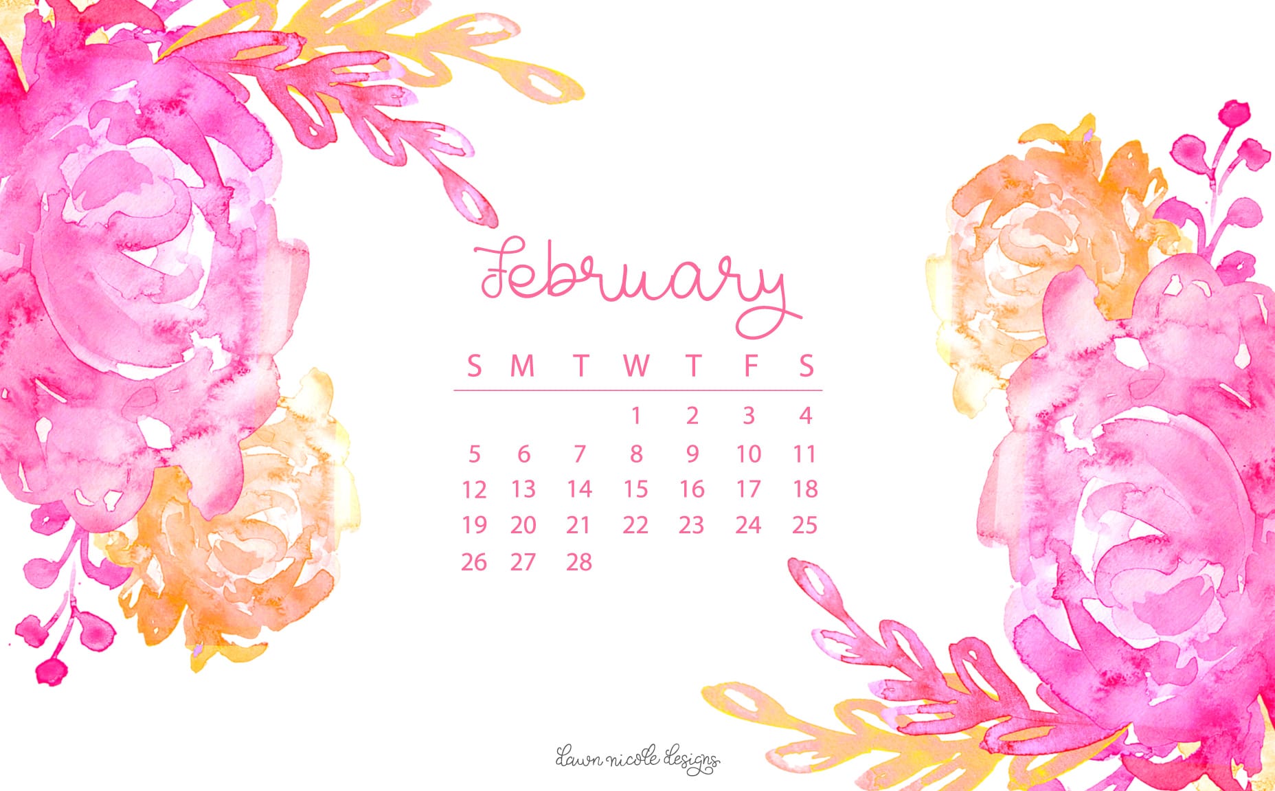 February 2018 Calendar Desktop- WallpaperUse