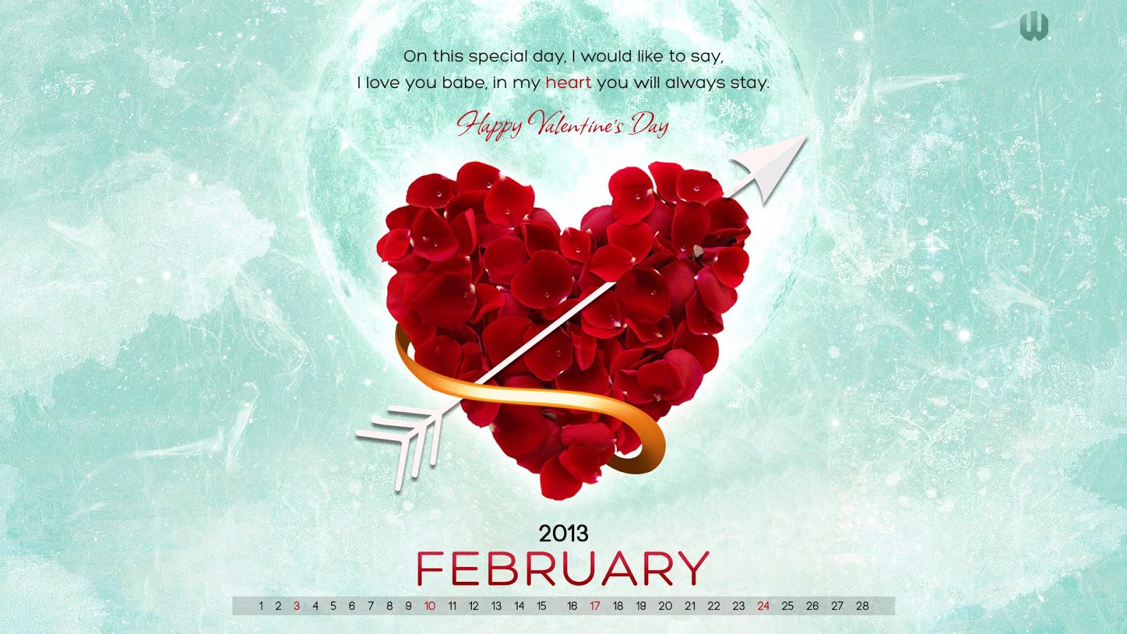 February Wallpapers Calendar - Rose Petal Heart Png- WallpaperUse