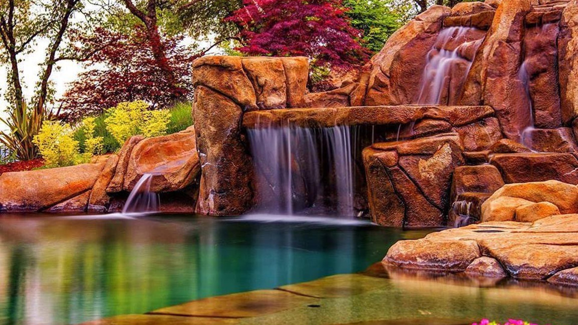 place wallpaper,waterfall,natural landscape,body of water,nature,water ...
