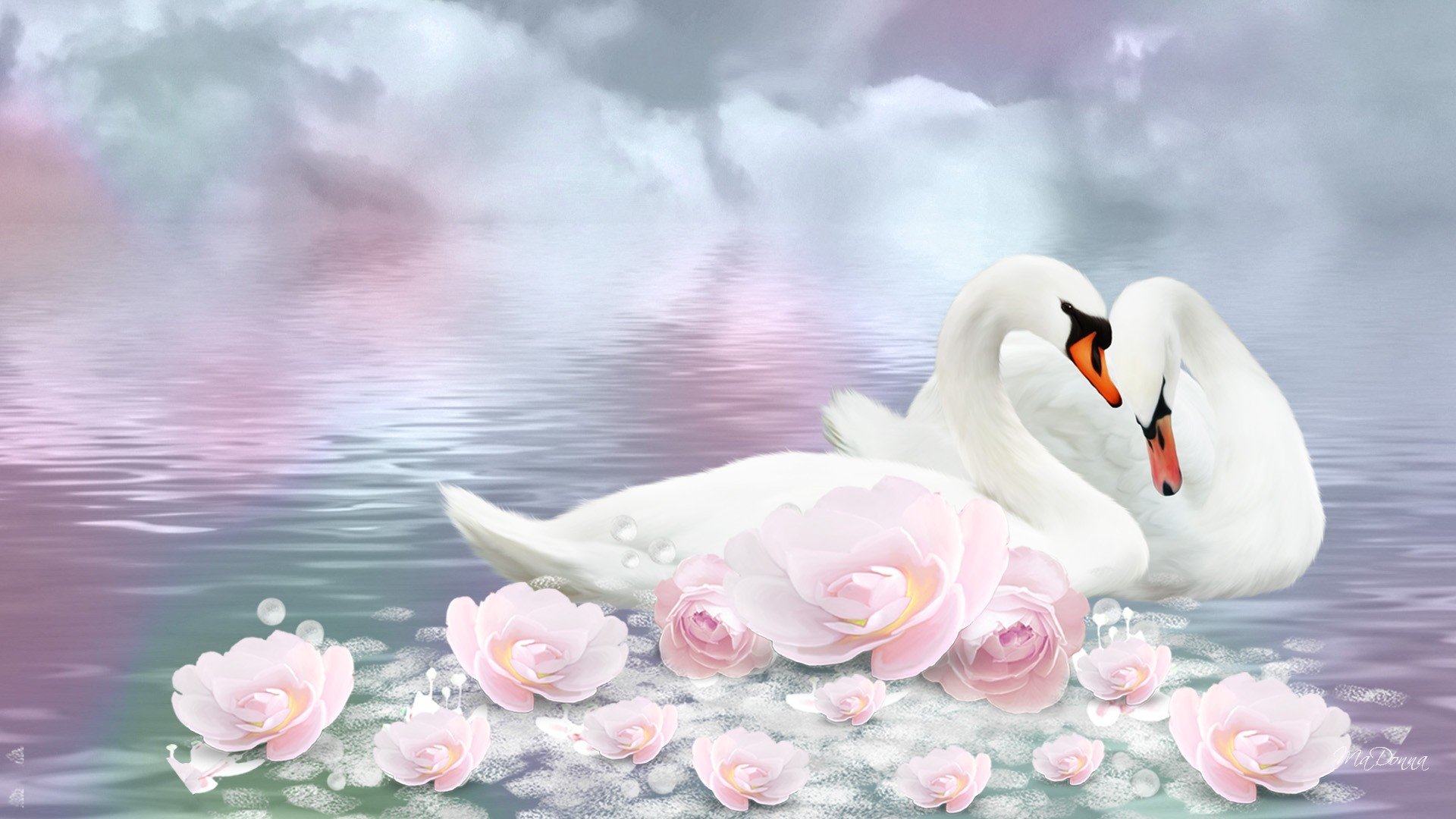 676689 Title Swans And Lotus Flowers Animal Swan - Holy Swan Brahma ...
