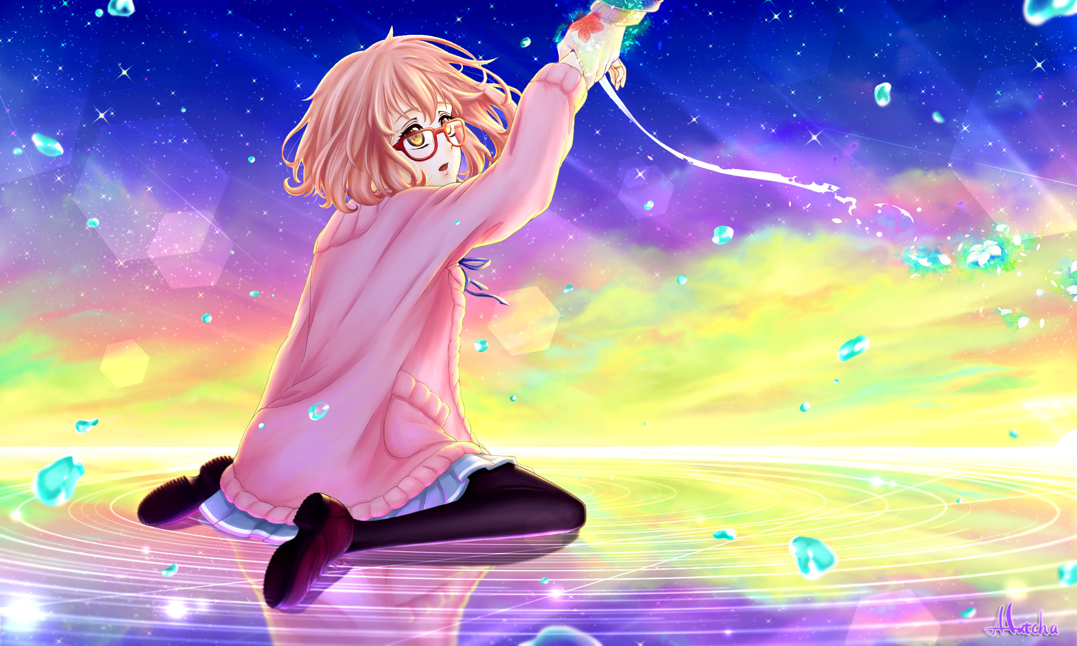 mirai kuriyama wallpaper,light,anime,sky,cg artwork,illustration ...