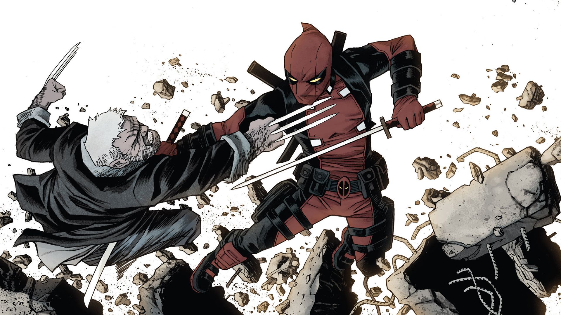 Deadpool Vs Old Man Logan Art- WallpaperUse