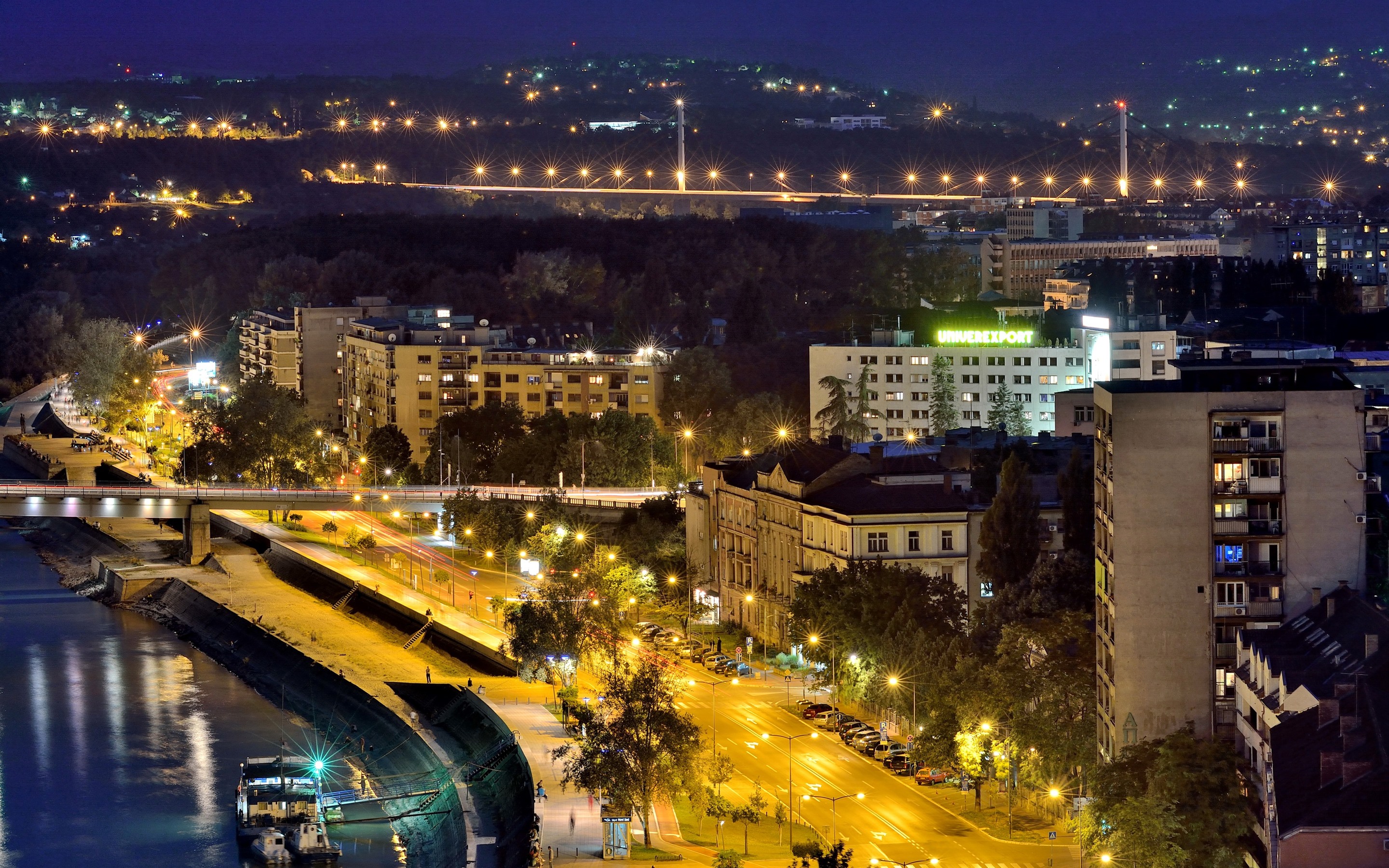 Wallpaper Serbia, Novi Sad, City, Night, River, Lights - Novi Sad At ...