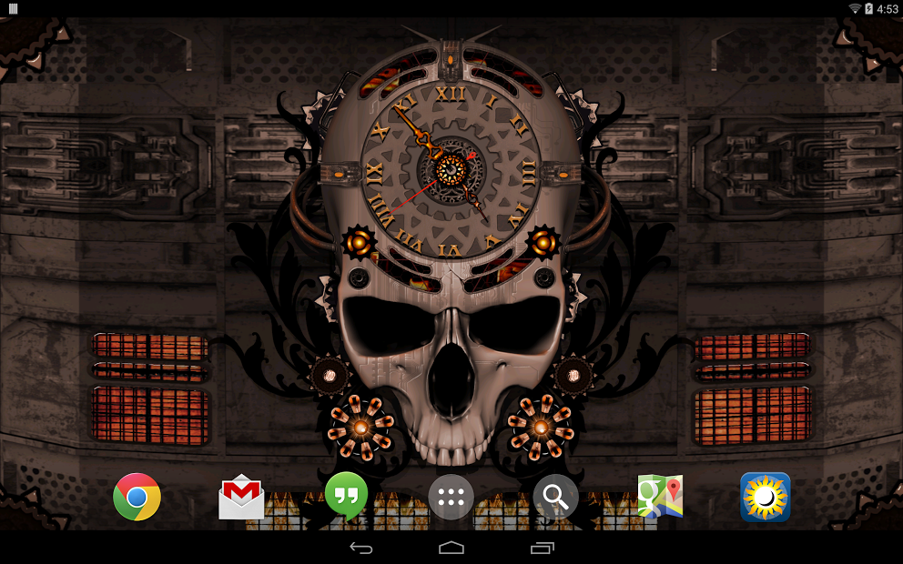 Steampunk Skull Clock- WallpaperUse