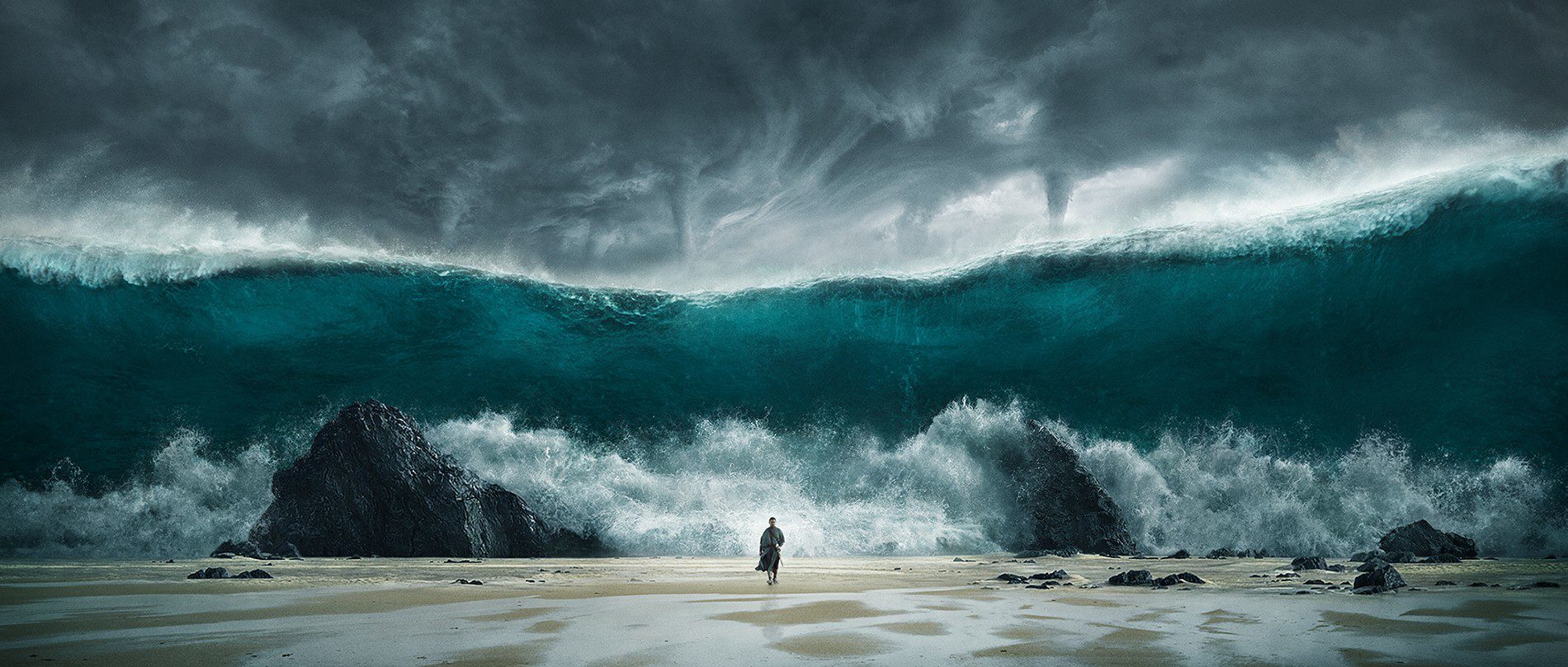 Man Facing A Tsunami - Man Facing Tidal Wave- WallpaperUse