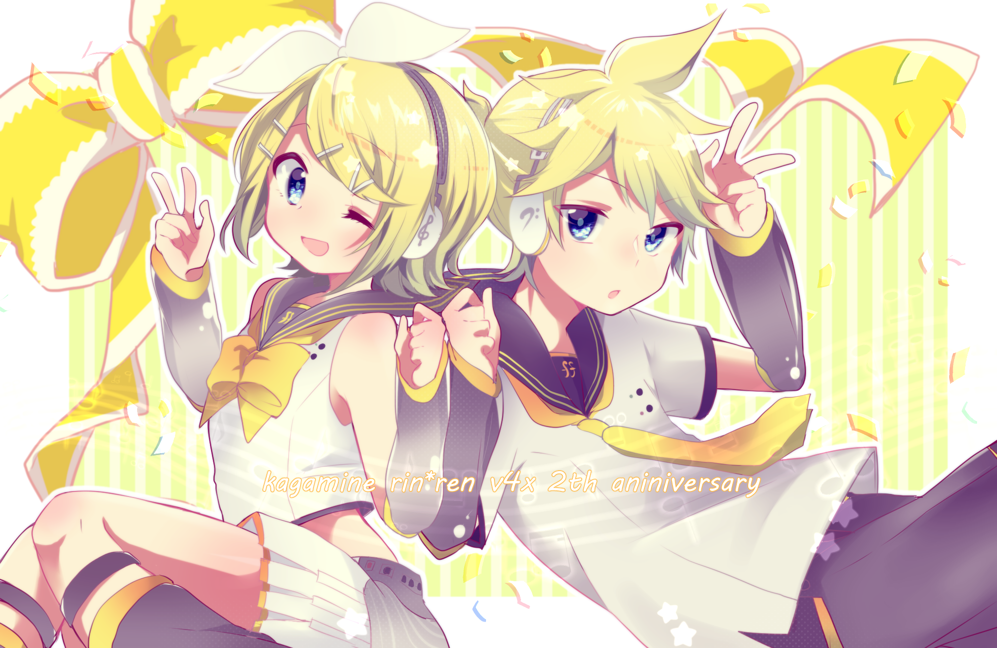 len kagamine wallpaper,cartoon,anime,cg artwork,long hair,happy ...