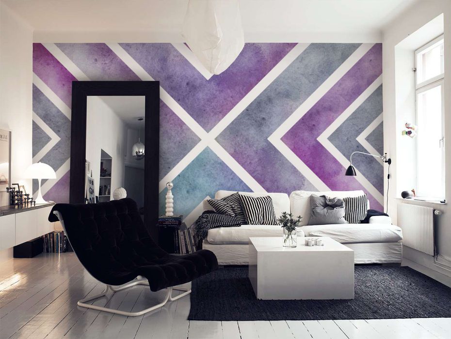 Blue Geometric Wall Painting- WallpaperUse