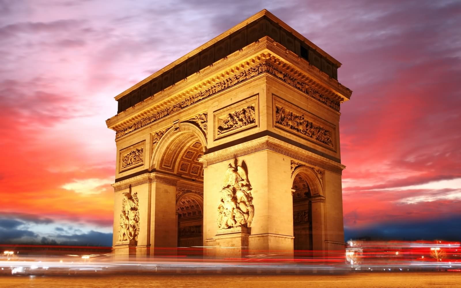 Sunset View Arc De Triomphe Wallpaper - Arc De Triomphe- WallpaperUse