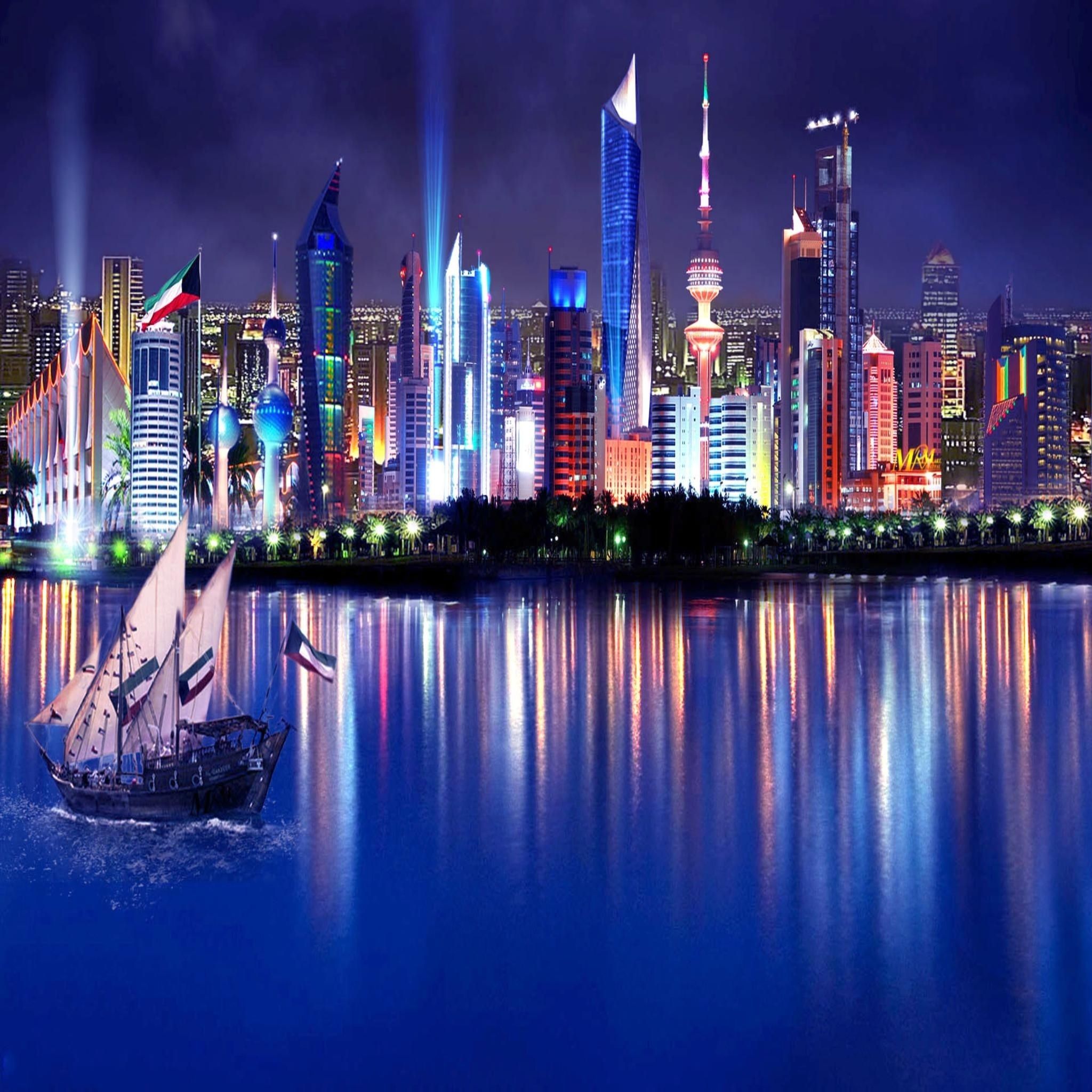 Kuwait City At Night- WallpaperUse