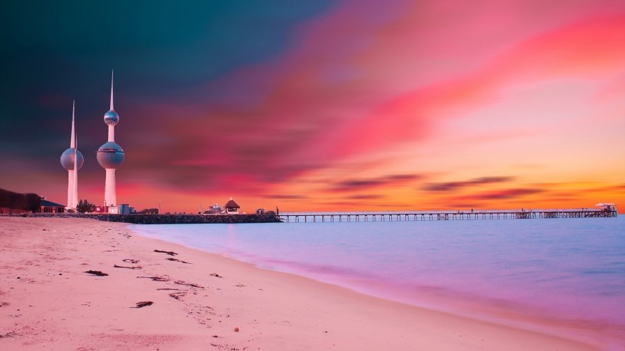 kuwait wallpaper,sky,horizon,sea,pink,natural landscape (#238537 ...