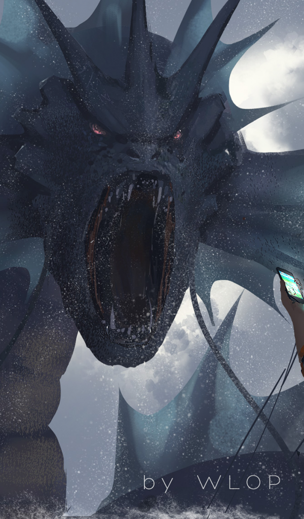 Pokemon Go, Gyarados, Painting - Pokemon Fan Art Garados- WallpaperUse