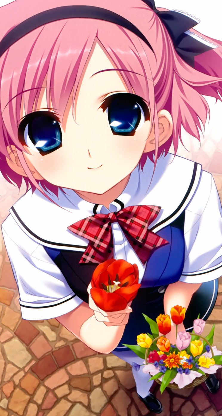 Anime Girl With Rose Whatsapp Chat Wallpaper - Whatsapp Chat Background ...