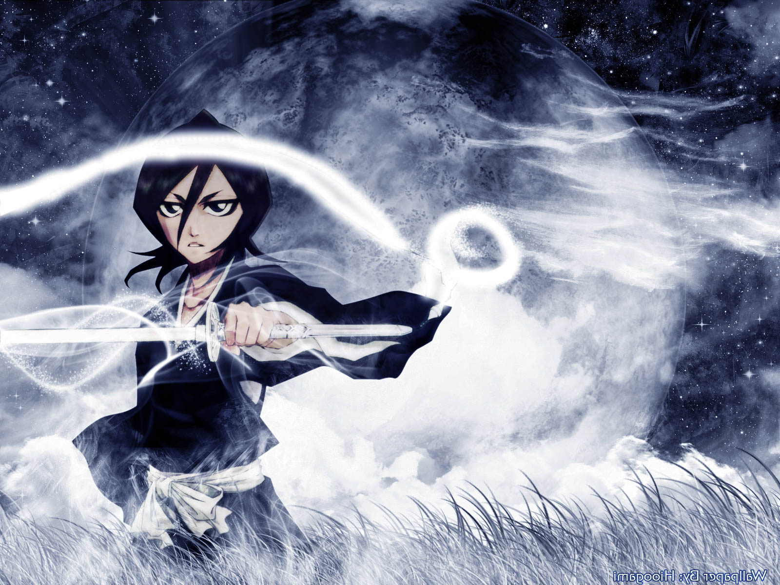 rukia wallpaper,sky,cg artwork,cartoon,black hair,anime (#289631 ...