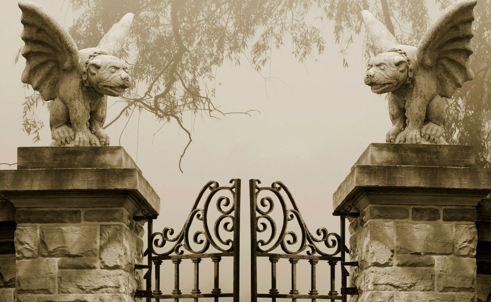203639 Title Dark Cemetery Gothic Gargoyle Wallpaper - Old Gates ...