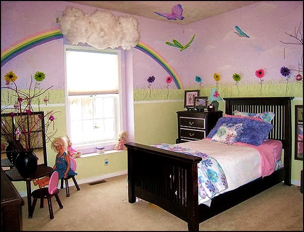 Rainbow Theme Bedrooms - Rainbow Little Girls Room- WallpaperUse