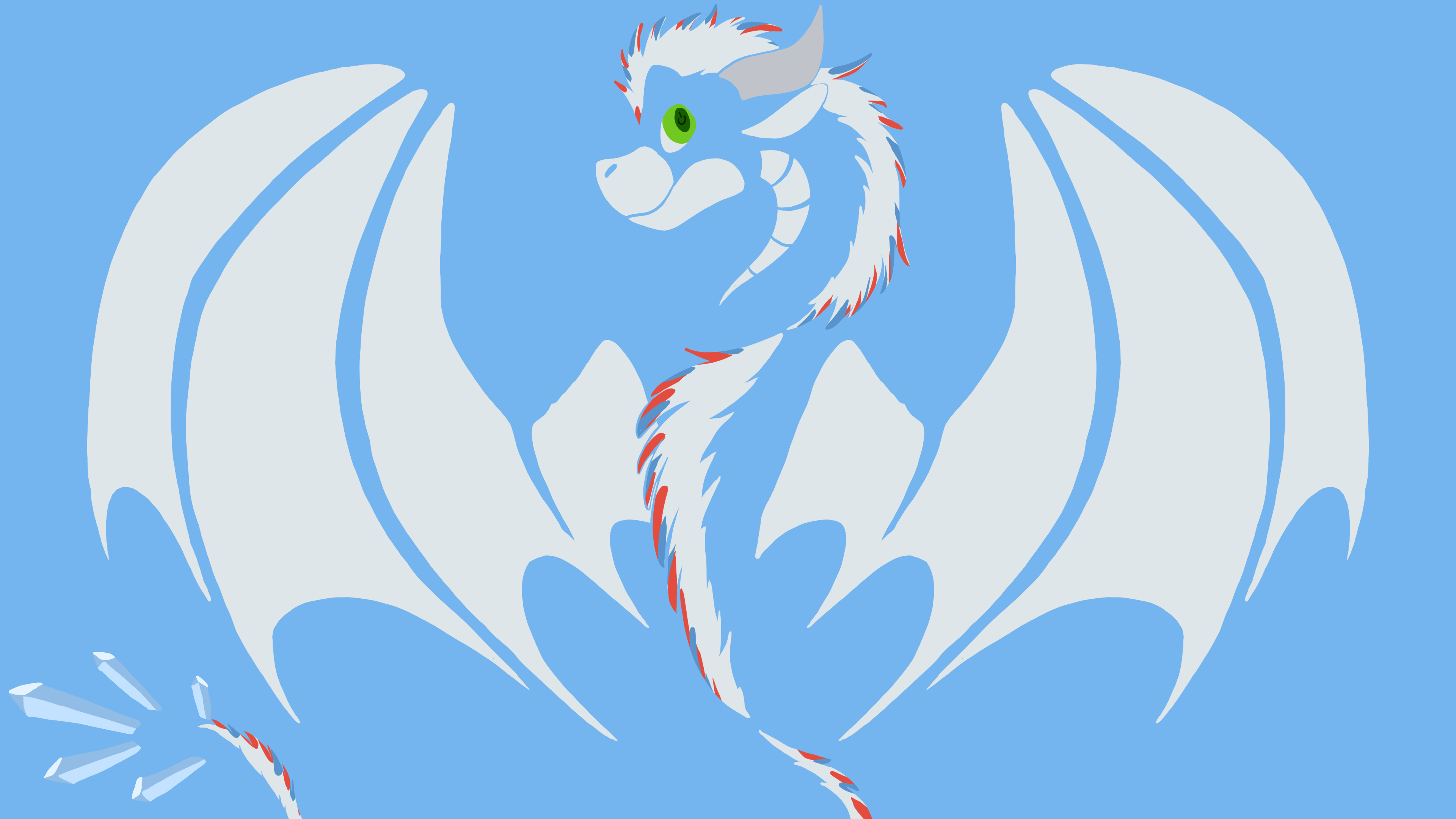 minimalist wallpaper,dragon,azure,fictional character,wing,tail (#33552 ...