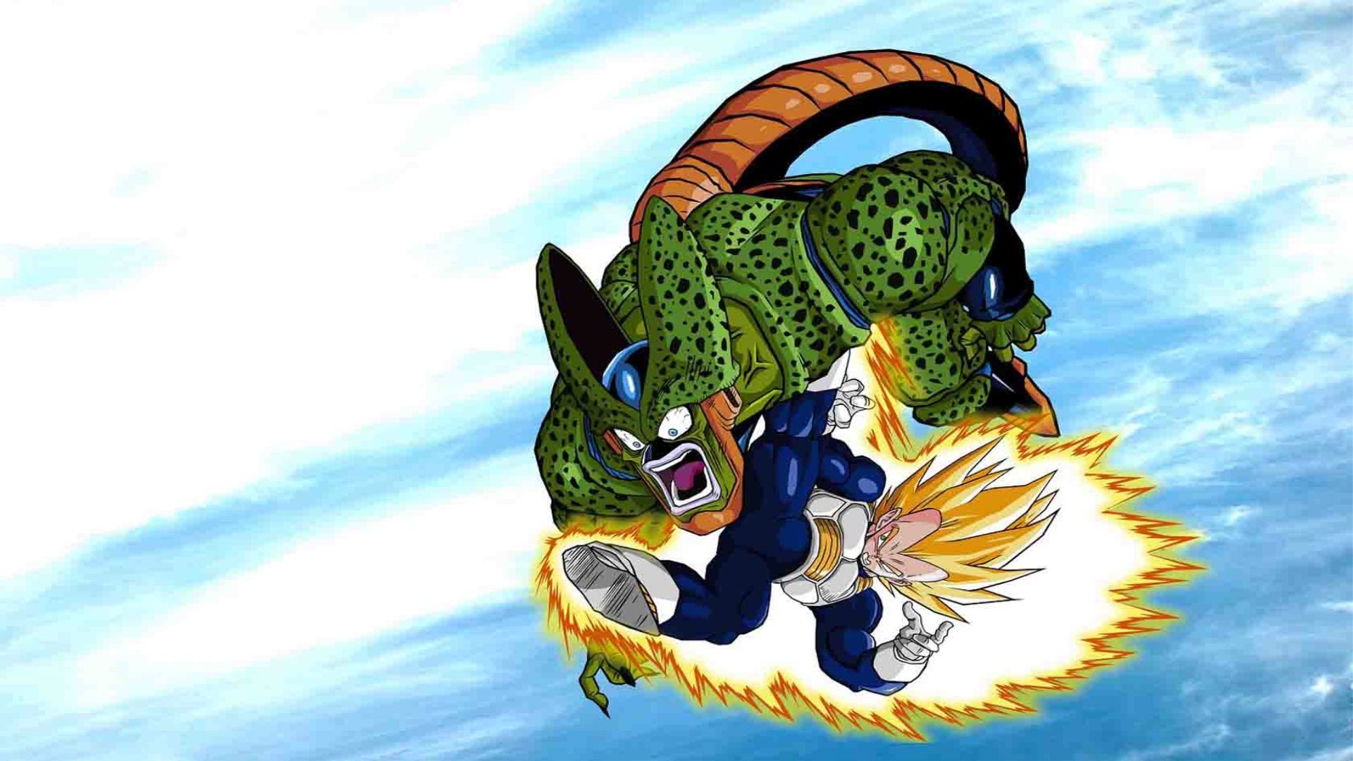 Cell Vs Vegeta Wallpaper - Vegeta Vs Cell Second Form- WallpaperUse