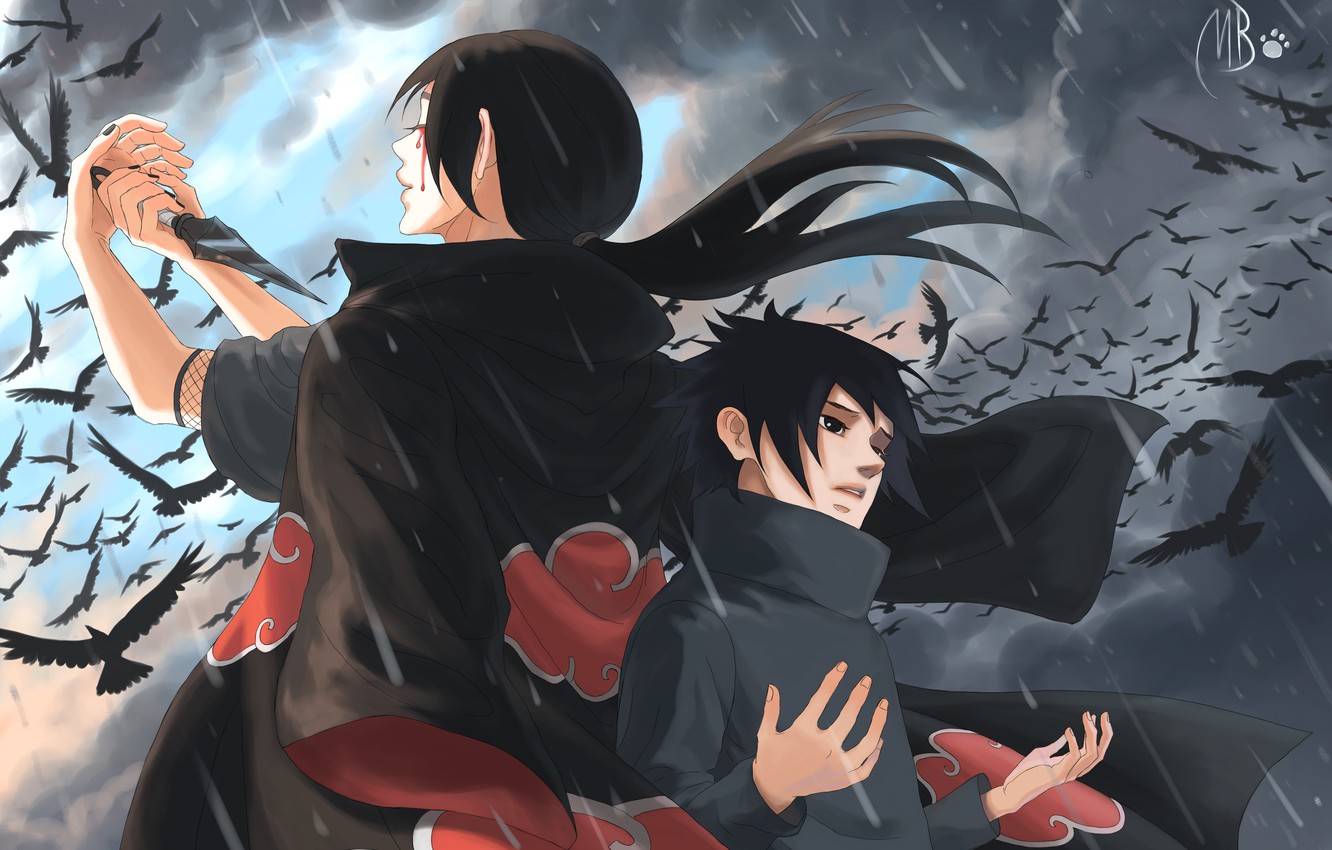 Photo Wallpaper Child, Crows, Brothers, Naruto, Sharingan, - Sasuke ...