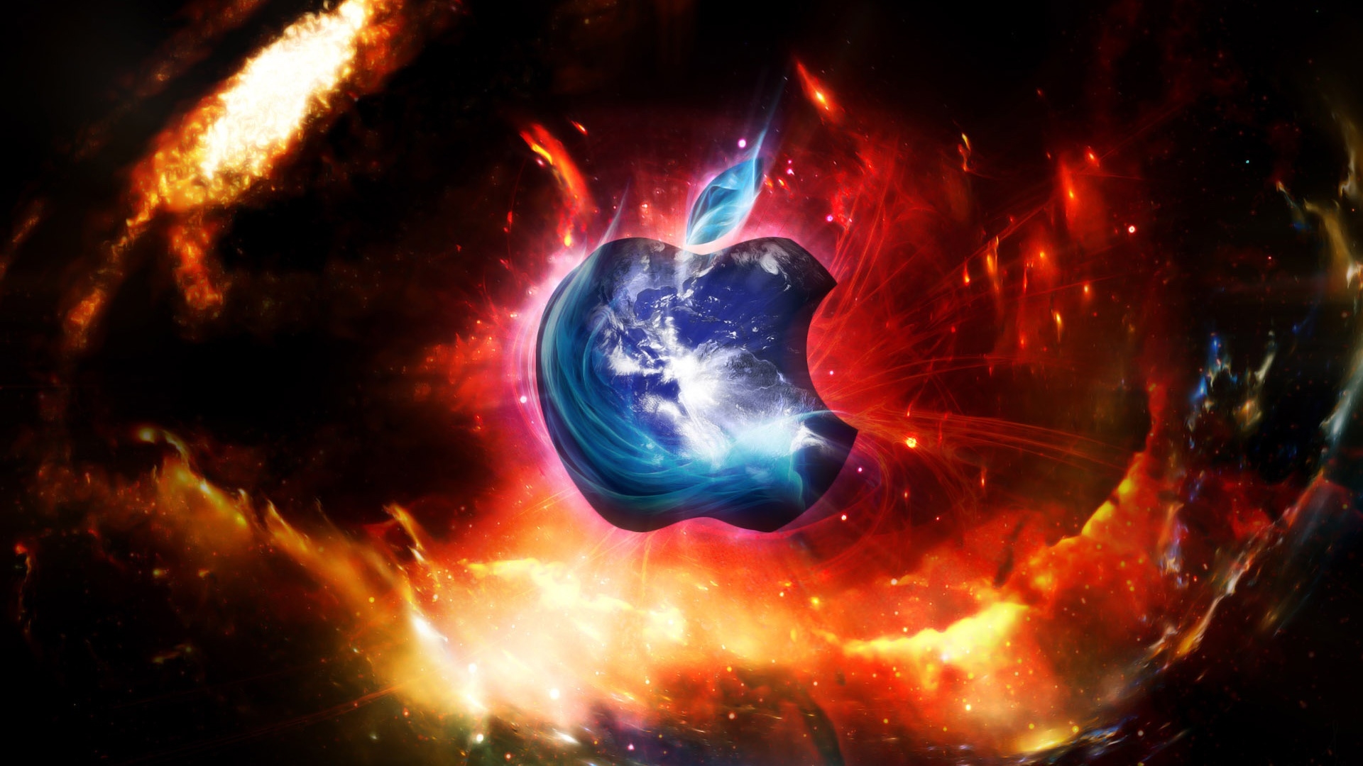New Apple Theme Desktop Wallpaper - Fire Galaxy Cool Backgrounds ...