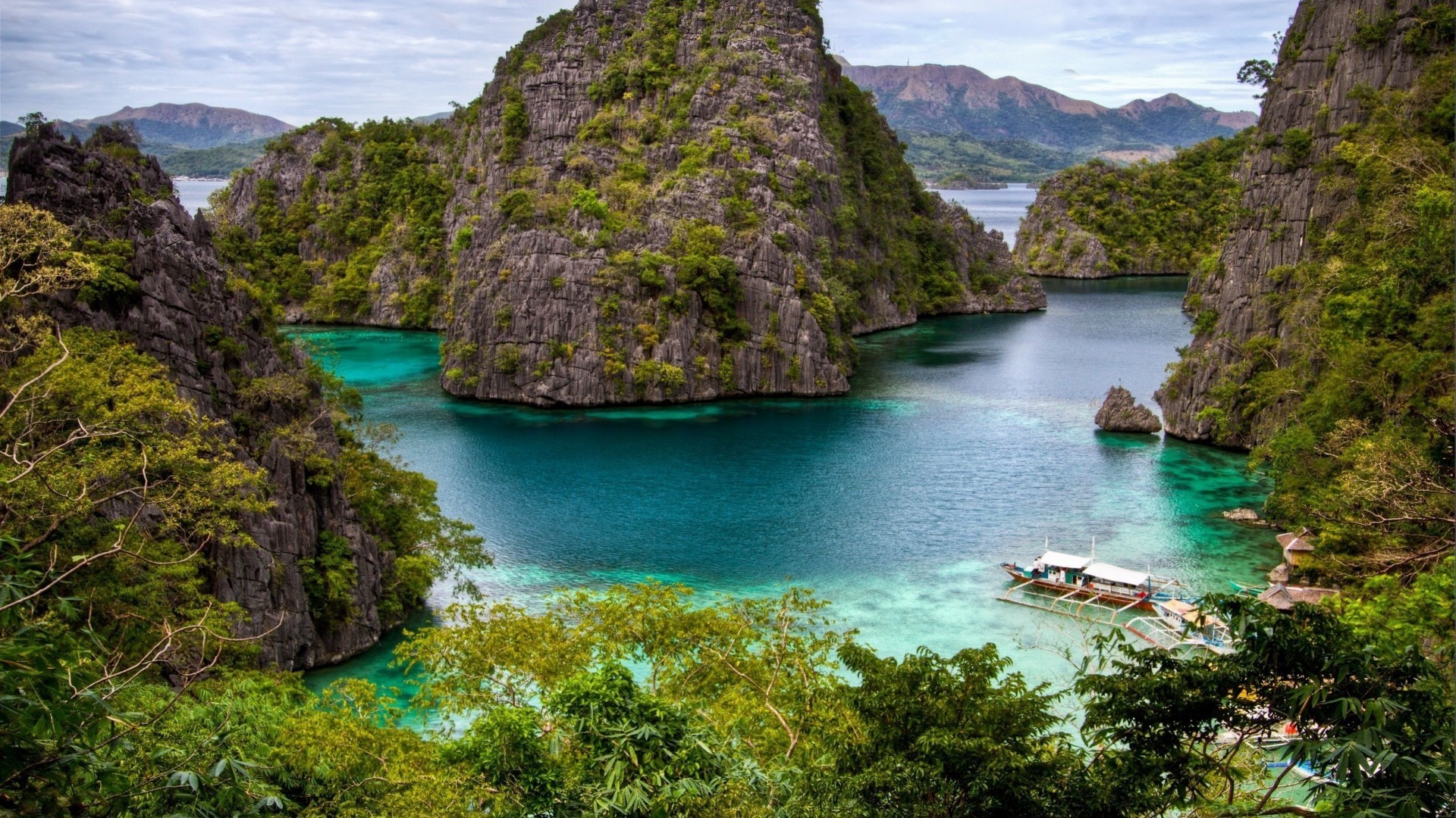 Archipelago Ocean Boats Sea Rocks Tropical Beach Islands - Coron Island ...