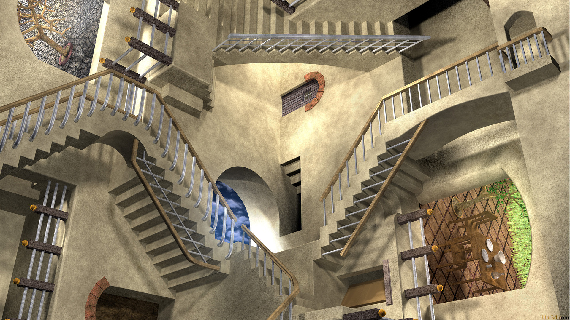 mc escher wallpaper,architecture,building,arch,stairs,medieval ...