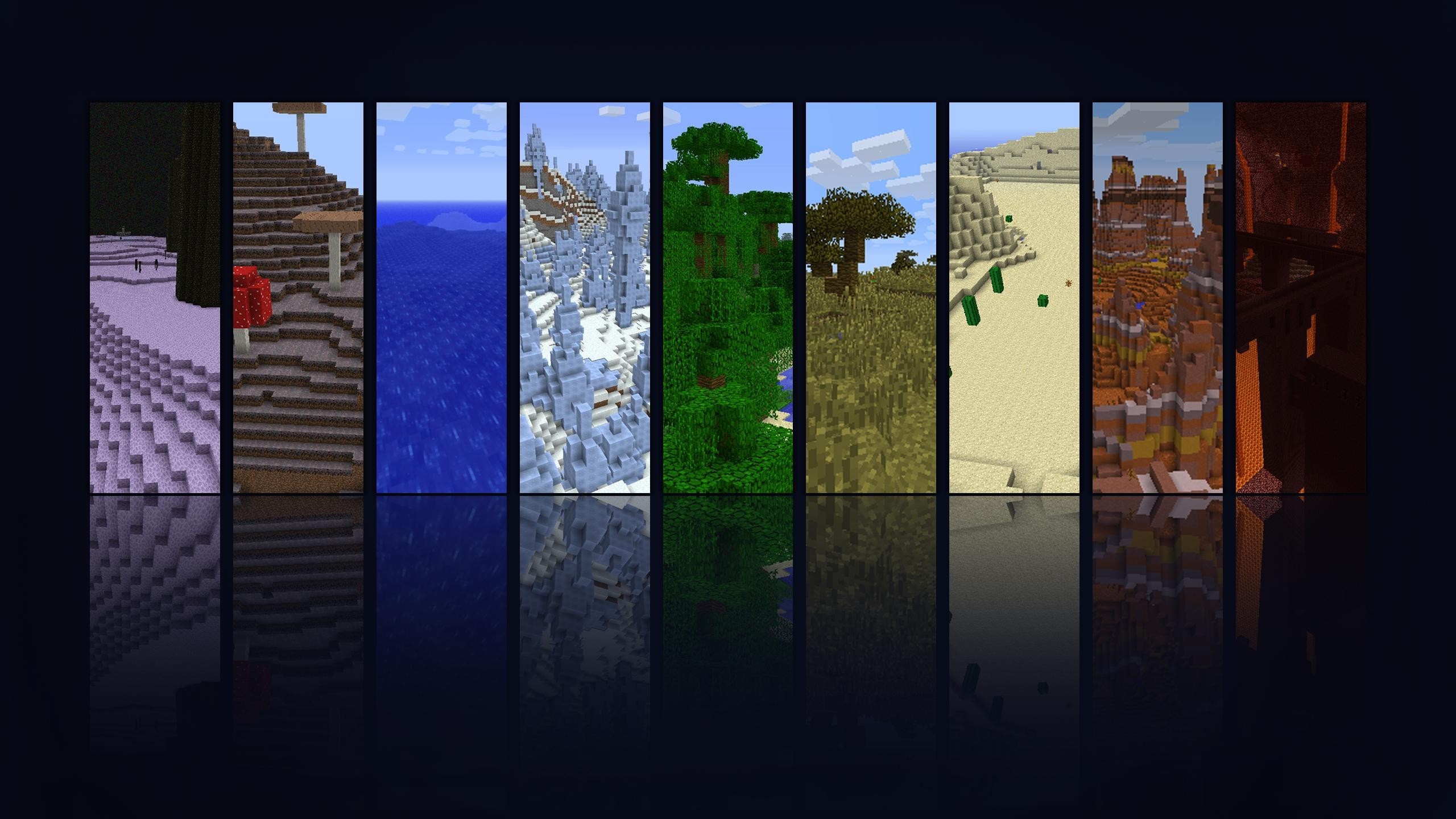 carta da parati minecraft 2560x1440,riflessione,cielo,albero,acqua ...