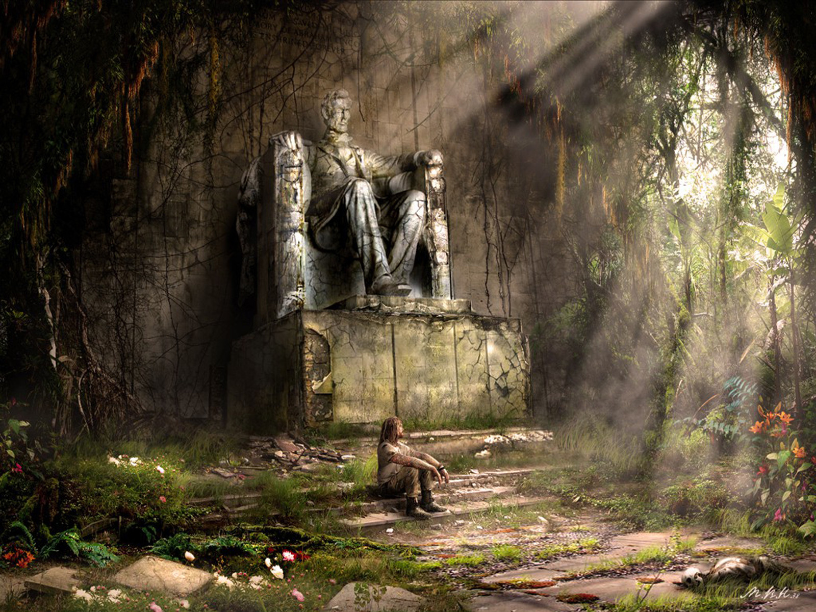 201817 Title Sci Fi Post Apocalyptic Statue Jungle - Post Apocalyptic ...