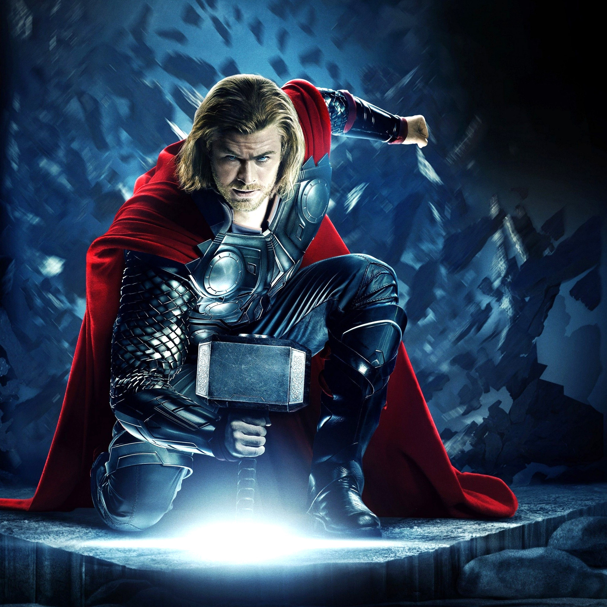 Thor Movie Wallpaper 20 Marvel - Superhero Landing Pose Thor- WallpaperUse