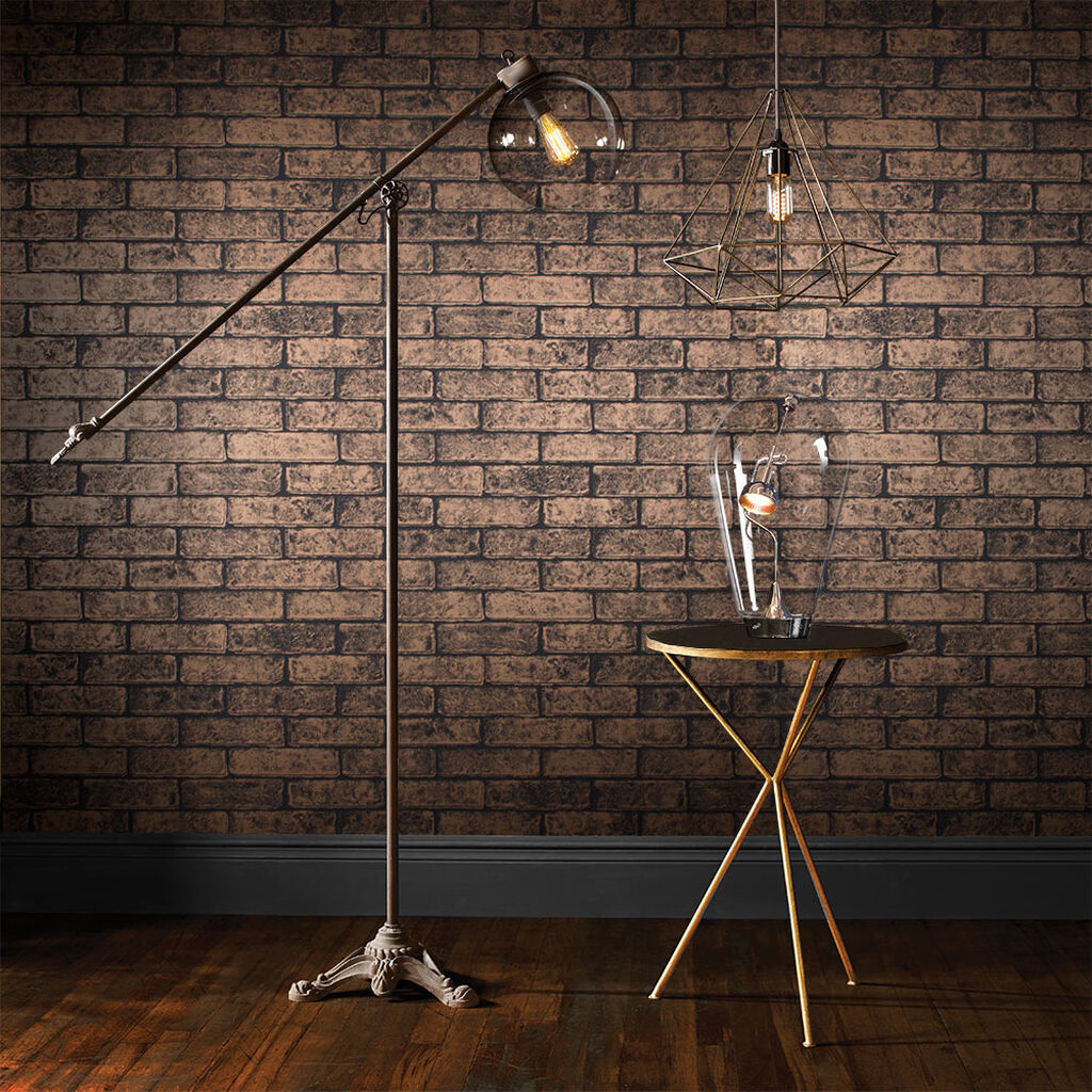 metallic brick wallpaper,floor,light fixture,flooring,lamp,lighting ...