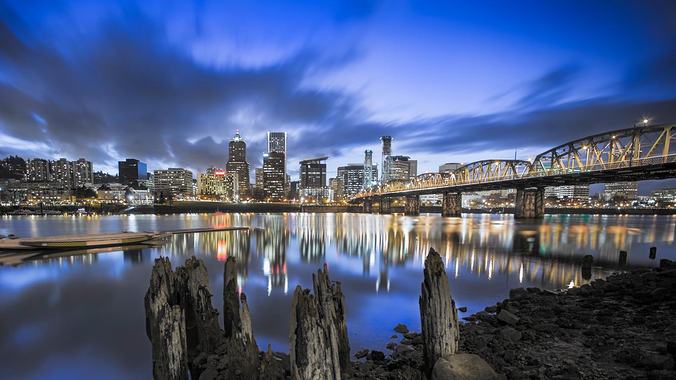 portland wallpaper,reflection,cityscape,sky,skyline,water (#394389 ...