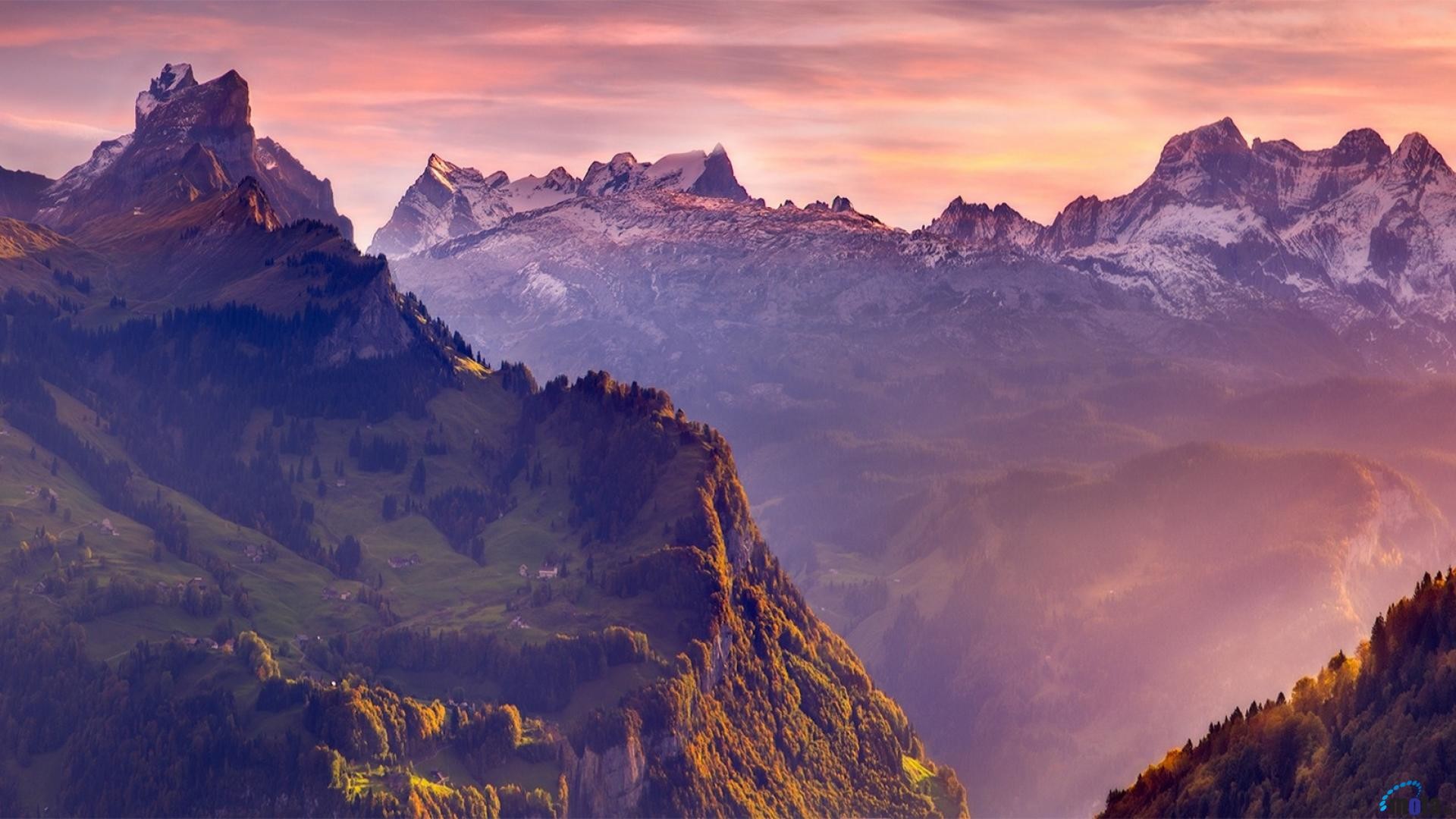 Download Wallpaper Swiss Alps At Sunset - Alps- WallpaperUse