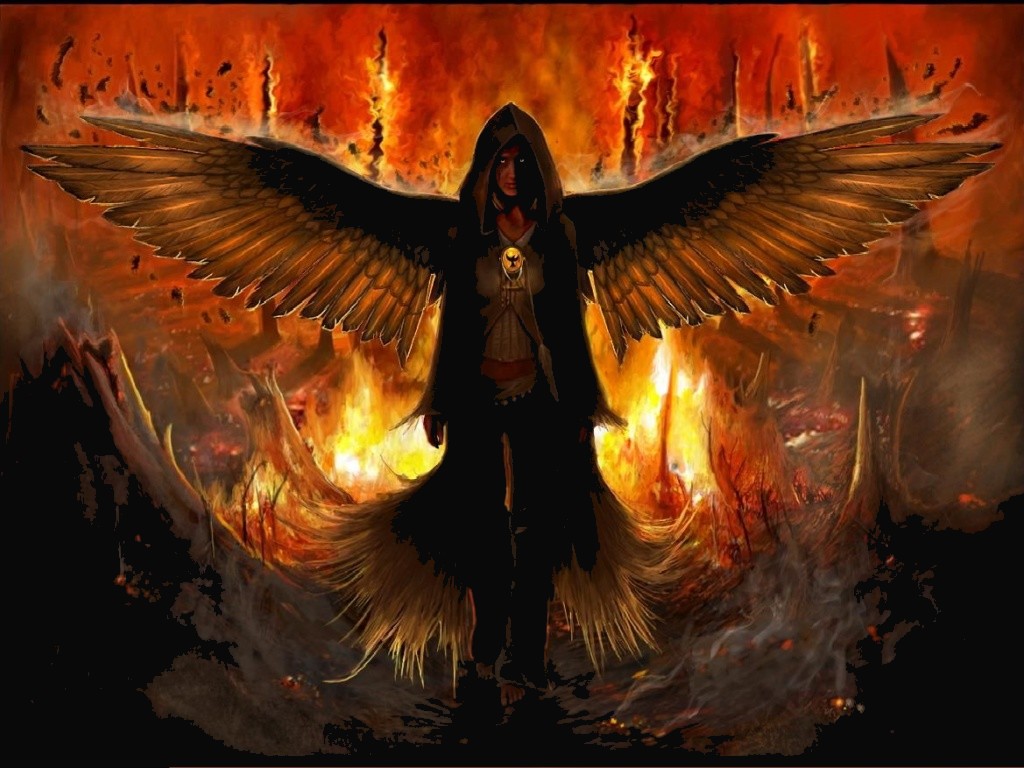 3d Fire Gothic Wallpaper - Angel End Of The World- WallpaperUse