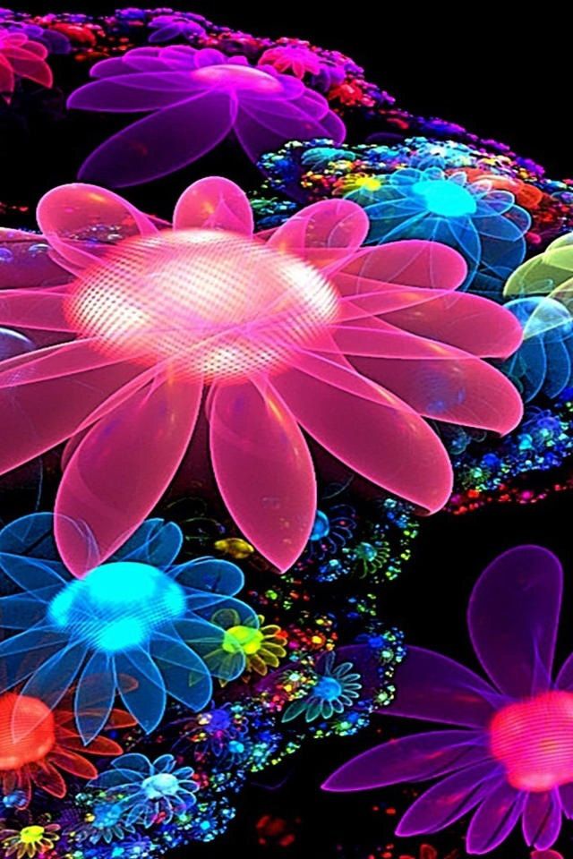 3d Neon Flowers Wallpaper Iphone Resolution - Iphone 3d Wallpaper ...