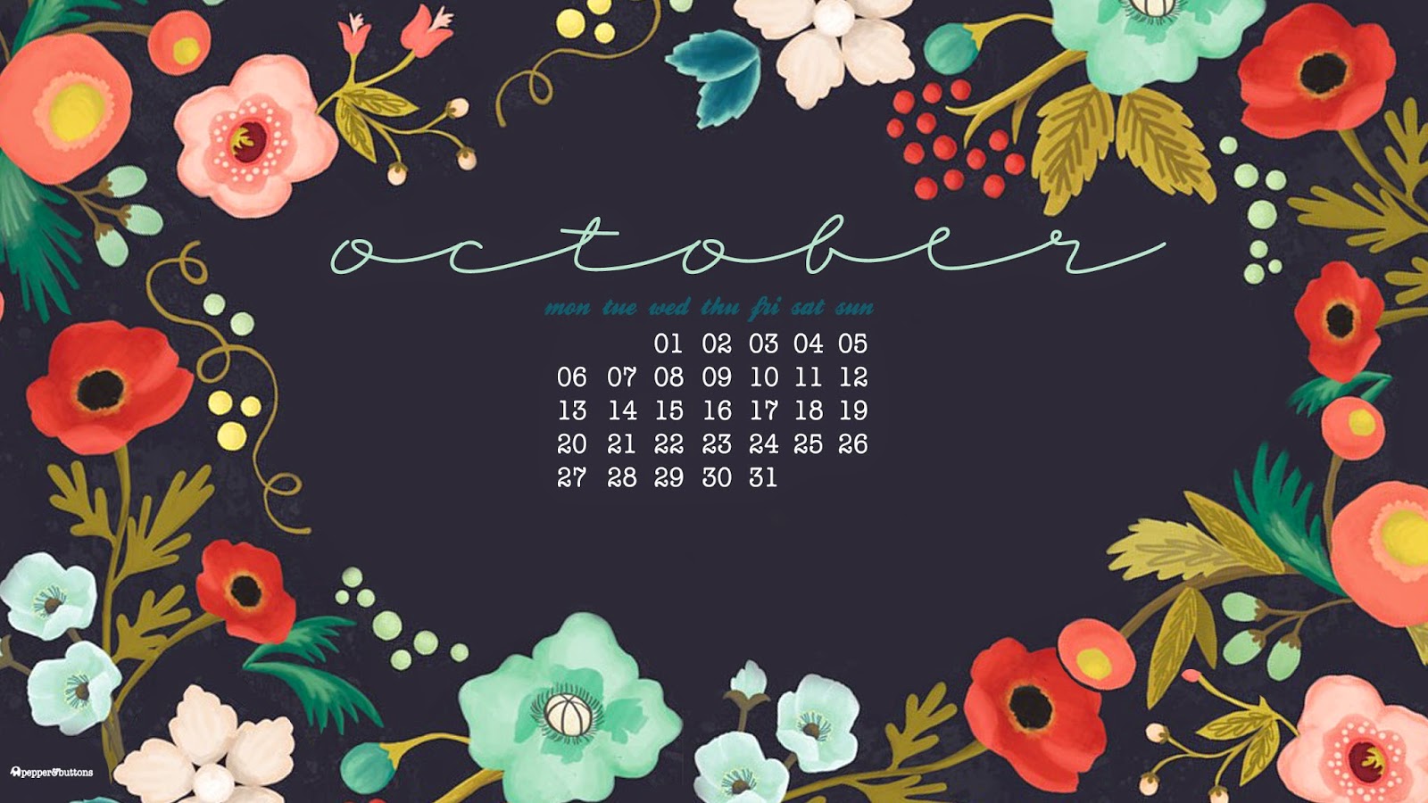 october calendar wallpaper,illustration,floral design,font,plant,flower ...