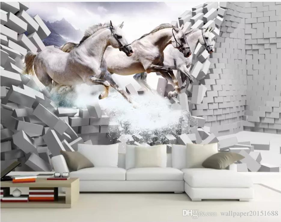 3d wallpaper for walls online,wallpaper,wall,jumping,mural,horse ...