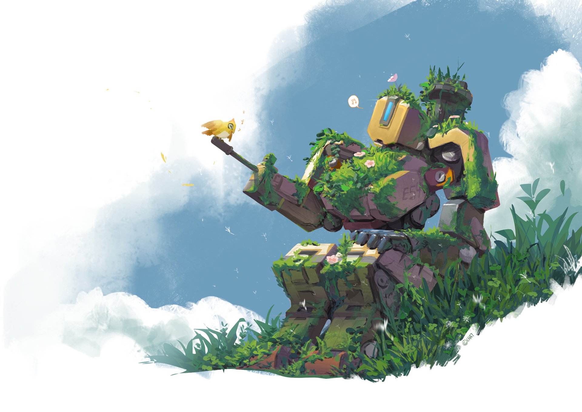 overwatch bastion wallpaper,fictional character,illustration,plant ...
