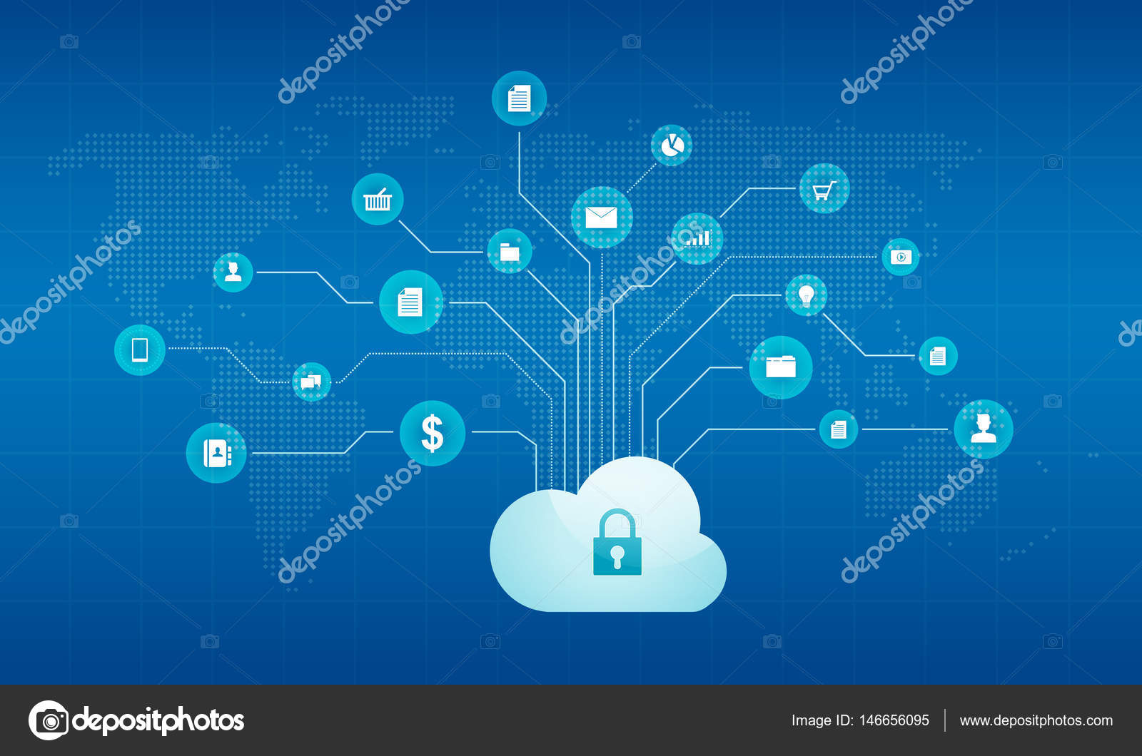 Technology Cyber Cloud Network Security Background - Stock Photography ...