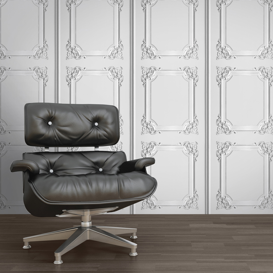 Wood Panel Effect White- WallpaperUse