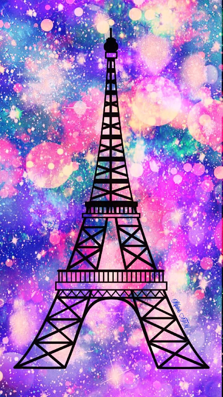Glitter Cute Paris Backgrounds - Line Drawing Eiffel Tower- WallpaperUse
