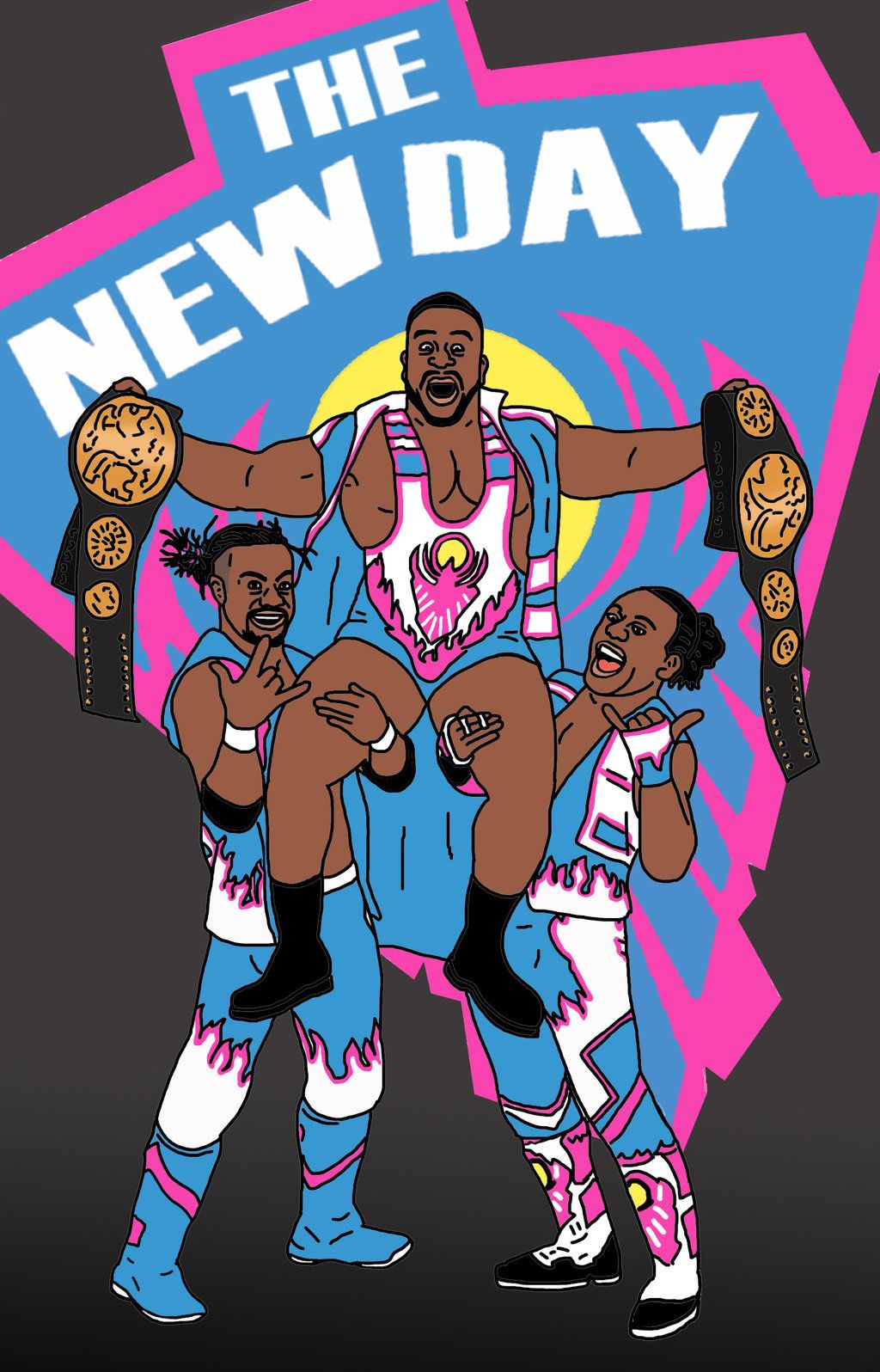 New Day Wwe Wallpaper - Wwe New Day Cartoon- WallpaperUse