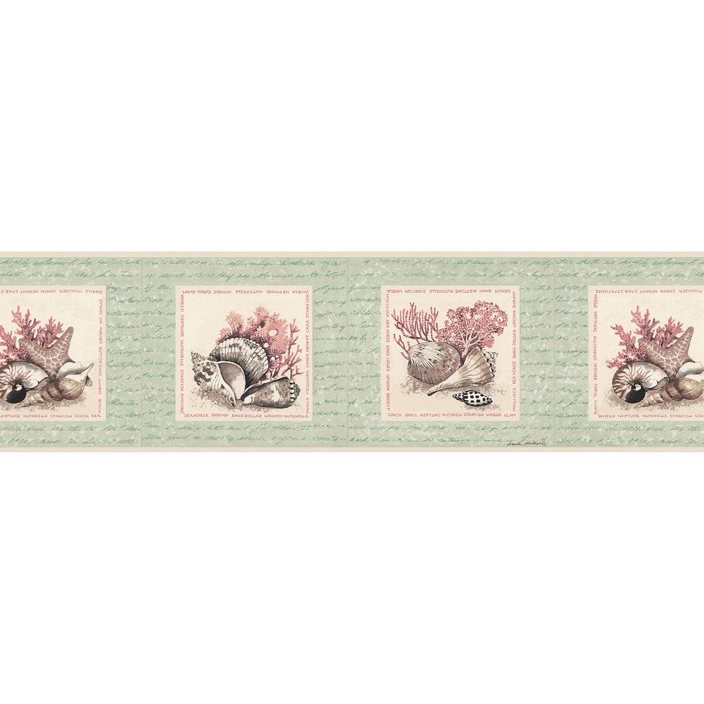 seashell wallpaper border,pink,leaf,rectangle,beige (#522486 ...