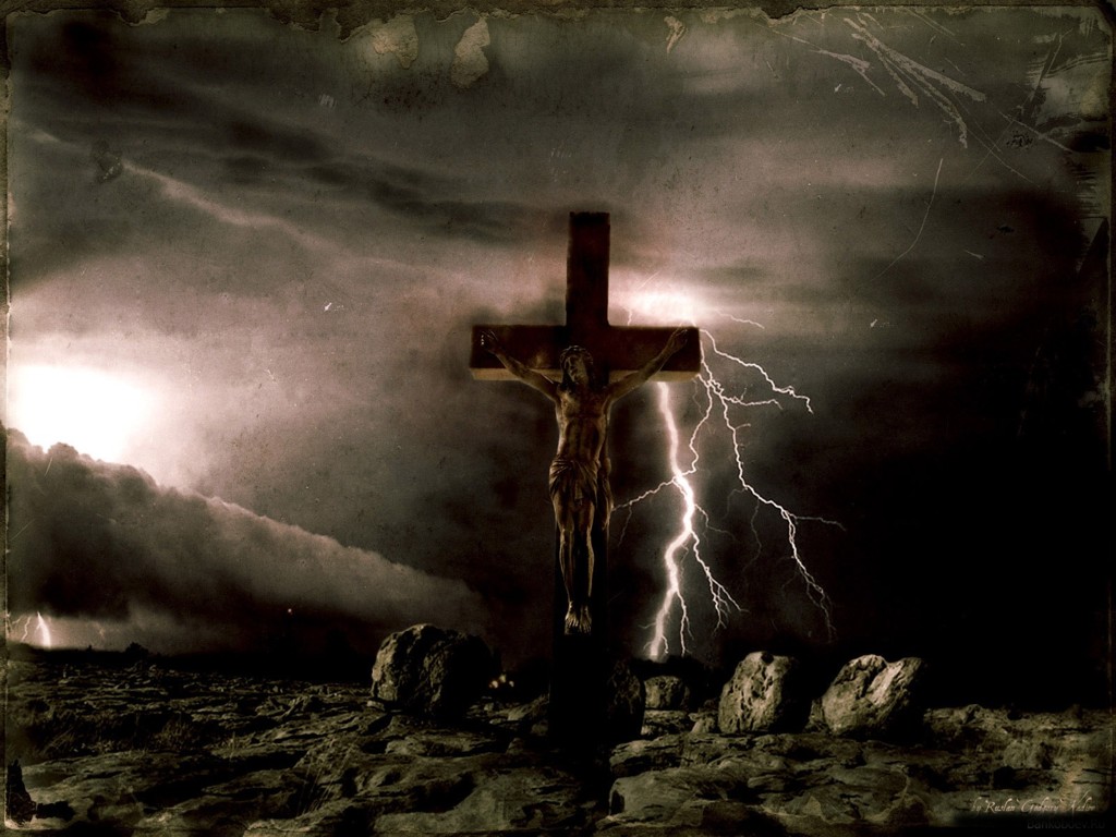 Jesus On The Cross In Storm- WallpaperUse