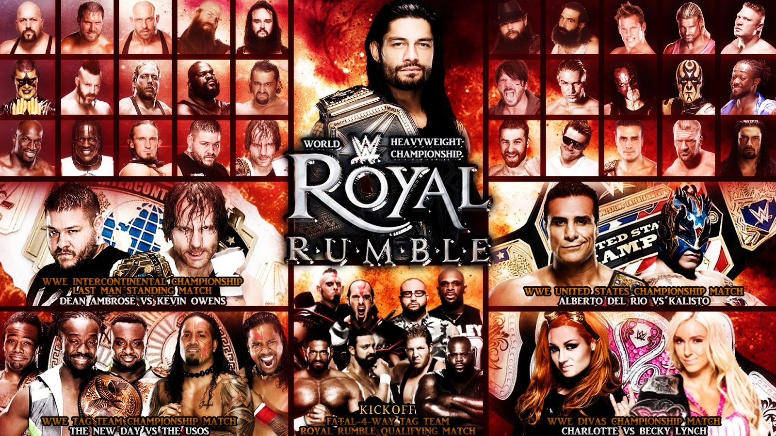 2016 Royal Rumble Matches- WallpaperUse