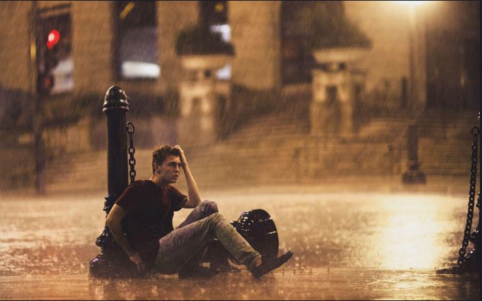 Alone Sad Boy In Rain Wallpaper