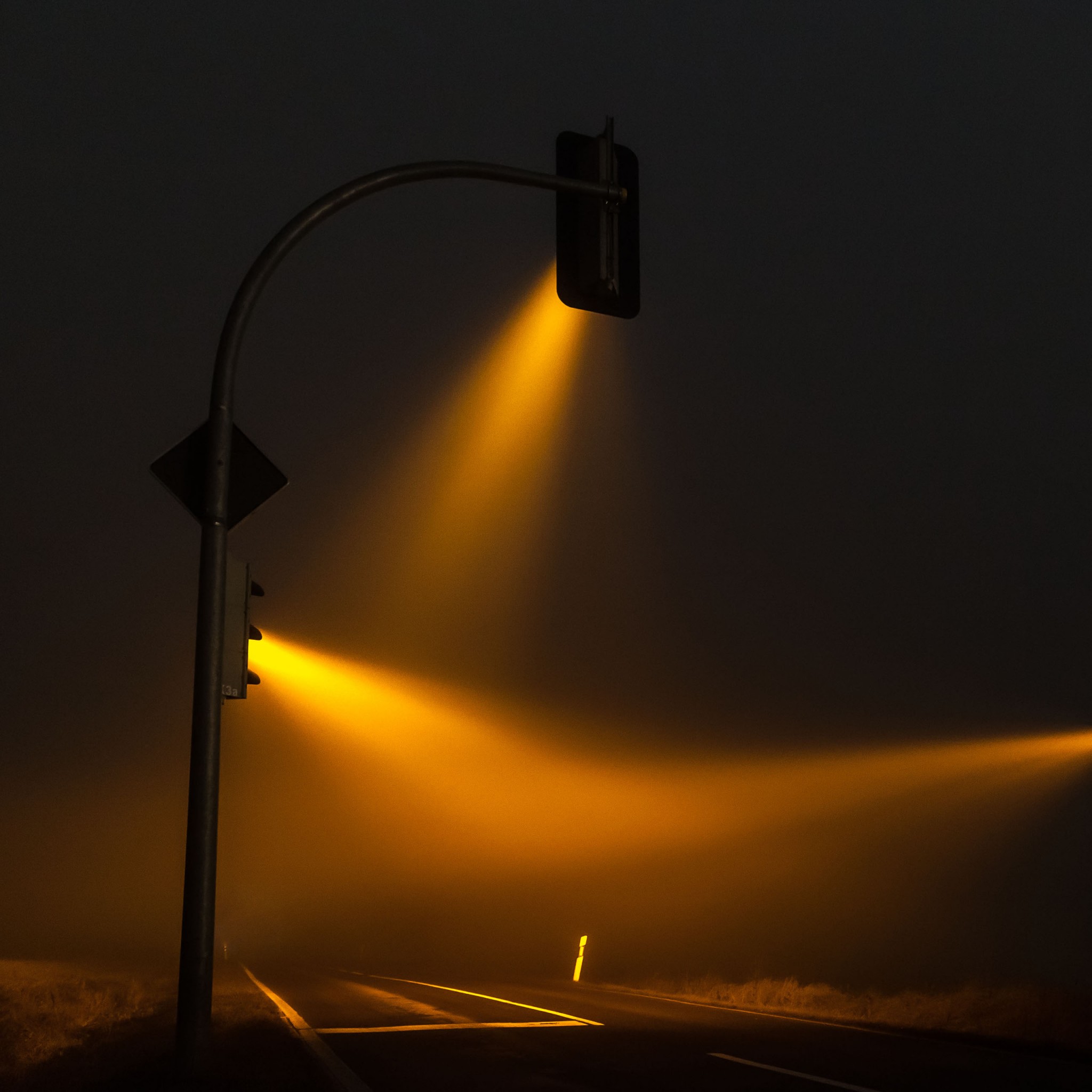 Yellow Night Street Light- WallpaperUse