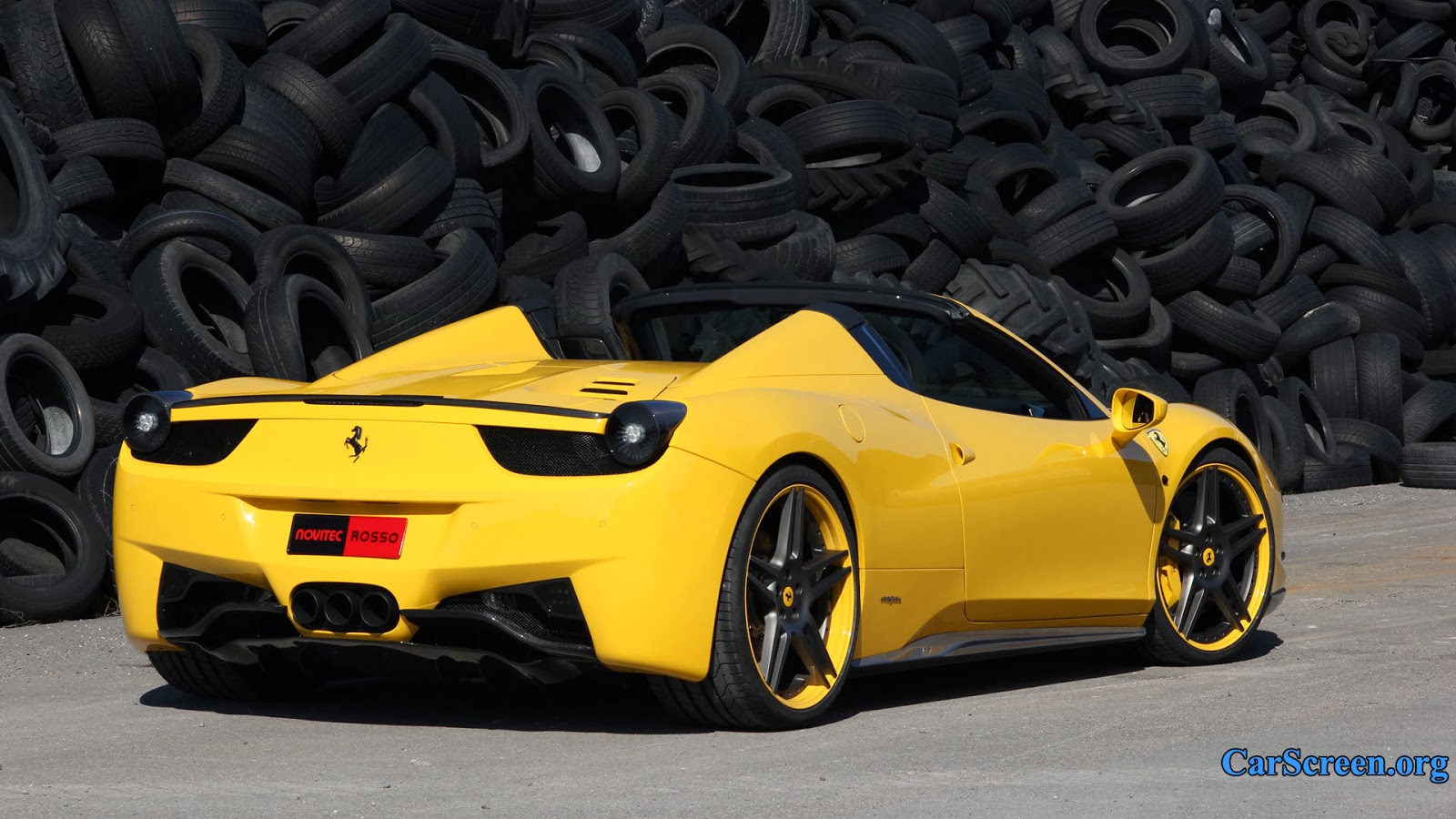 Yellow Drop Top Ferrari- WallpaperUse
